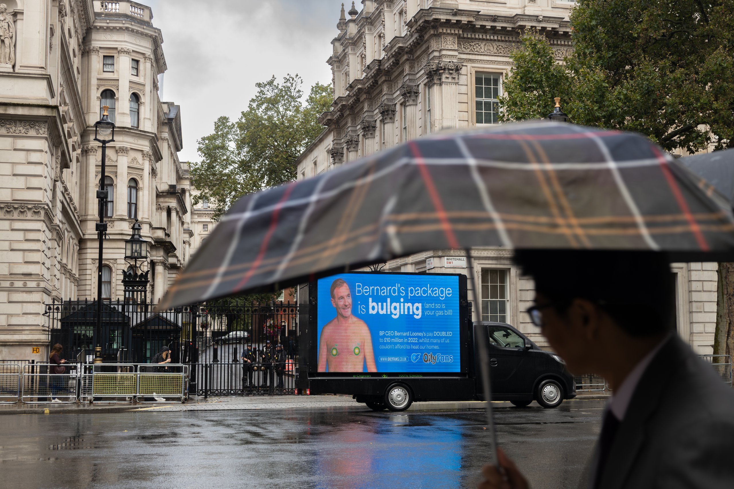 OilyFans BP CEO Bernard Looney Tours London Topless | Global Witness