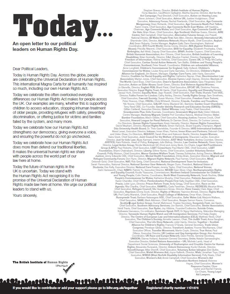 An open letter to our political leaders on Human Rights Day | Global ...